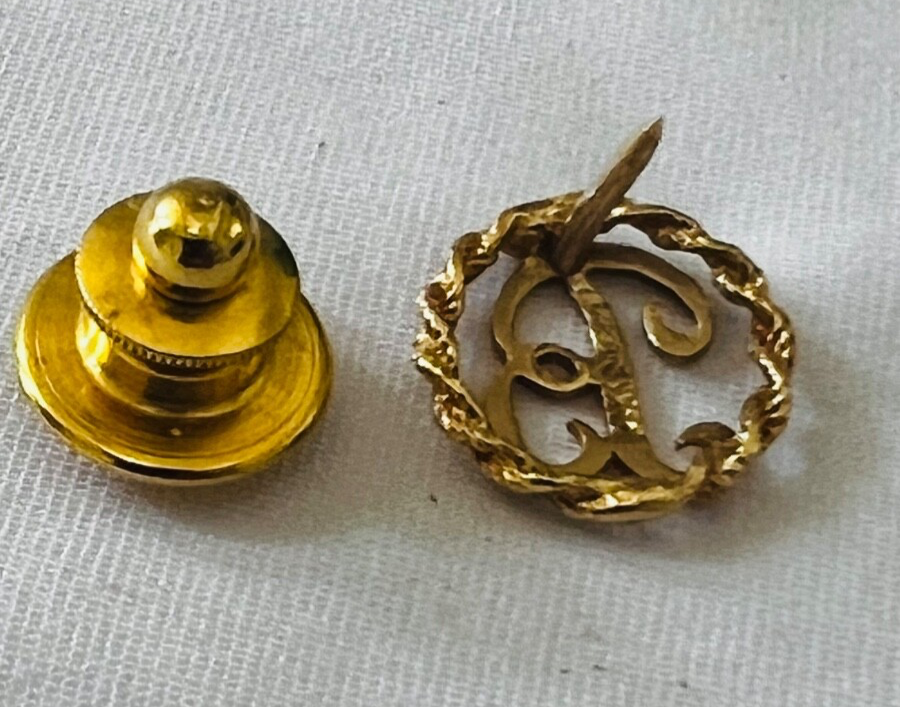 14K Yellow Gold " B " Monogram Initial Letter Tie Tack Lapel Pin | eBay