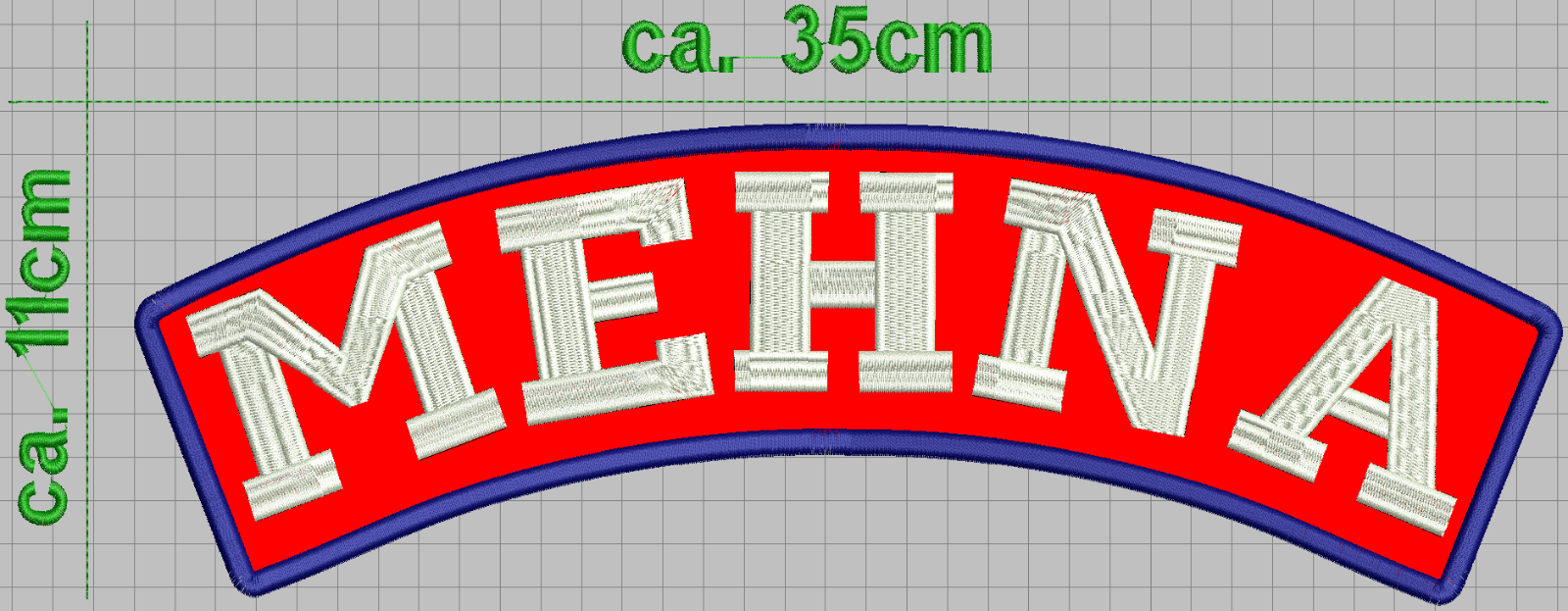 Mehna Rückenaufnäher Patch Größe Breite 35cm X Höhe 11cm | eBay