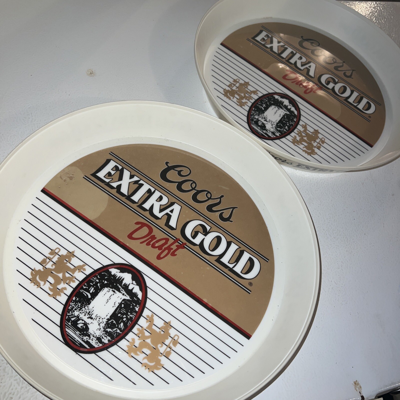 A Lot Of 2 Vintage Coors Extra Gold Beer Serving Tray Plastic 13” Rare ...