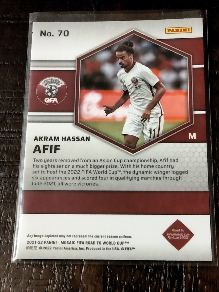 AKRAM HASSAN AFIF 2021-22 Panini MOSAIC FIFA World Cup ROOKIE CARD #70 ...