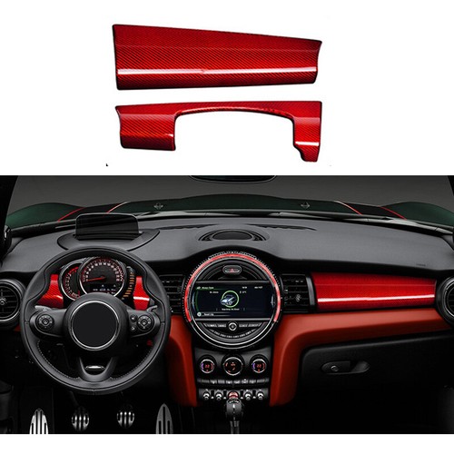 2x RED Carbon Fiber Dashboard Panel Cover For Mini Cooper F55 F56 F57 ...