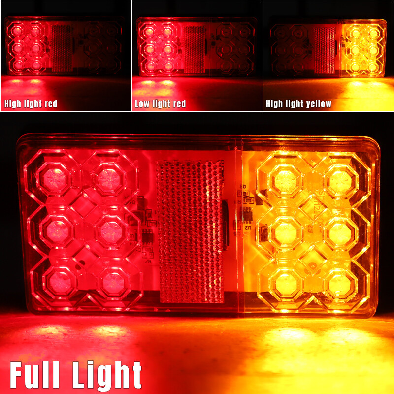 2x Square LED Tail Lights 12 LED Stop Indicator Reverse Truck Trailer ...