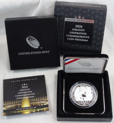 2024-P Greatest Generation Commemorative Proof Silver Dollar US Mint $1 ...