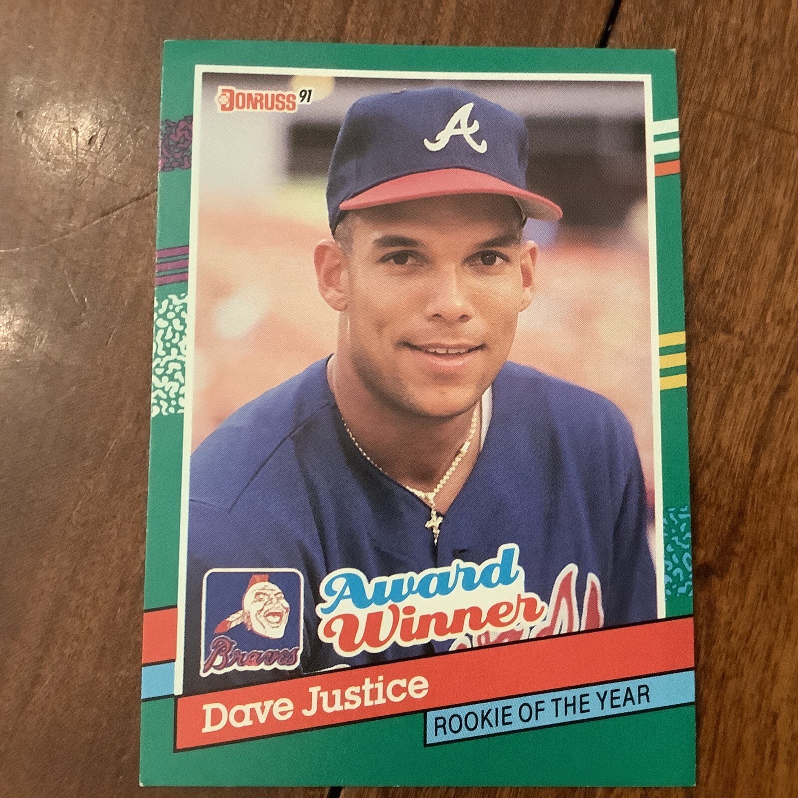 1991 Donruss Rookie of the year Dave Justice error no period after inc | eBay