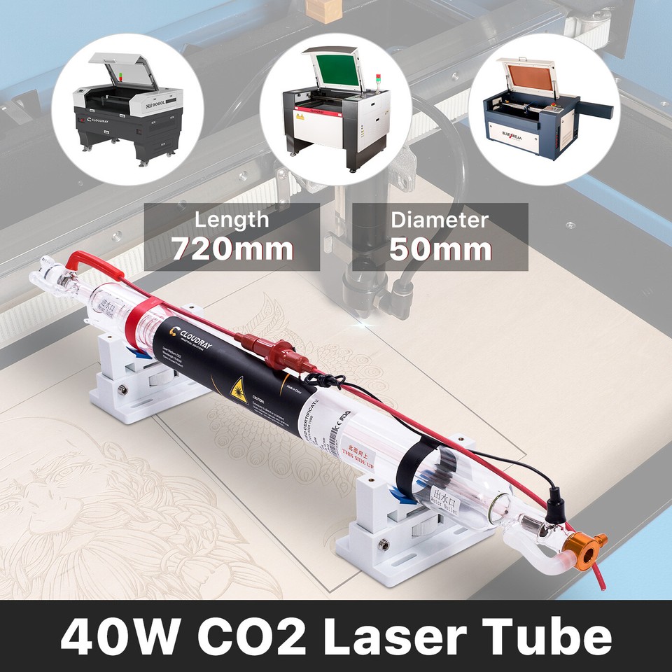 Cloudray CO2 Laser Tube 40W/50W/60W/80W/100W for CO2 Laser Engraver Cutter | eBay