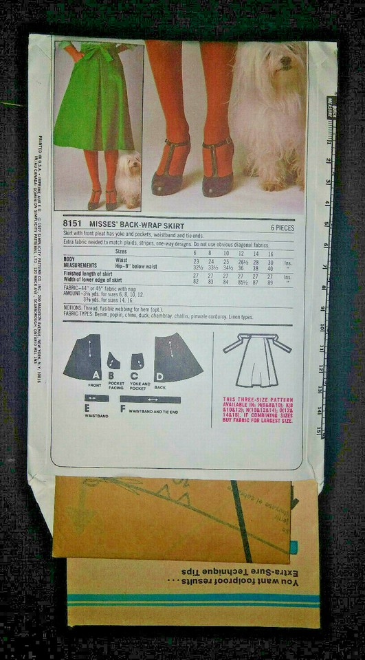 Vtg 1977 Simplicity Extra-Sure Pattern 8151 Sz 8-12 Misses' Back-Wrap ...