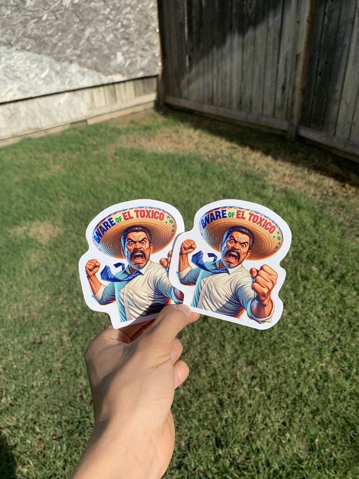 2x Toxic Mexican Dad Die Cut Sticker - 2 Beware of El Toxico Funny ...