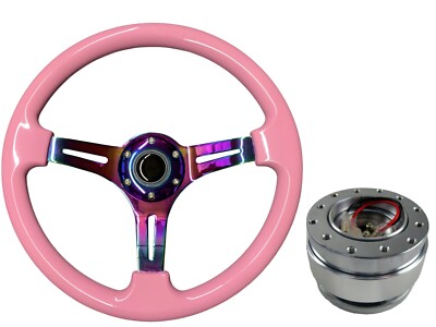 Pink Neo Chrome TS Steering Wheel + Quick Release boss B30 for MAZDA ...