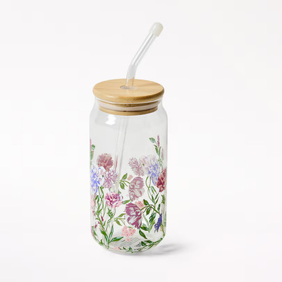 IDG Spring Glass Tumbler with Straw Summer Floral | eBay