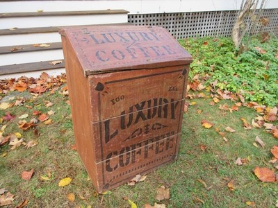 Antique Primitive Early 1900s Luxury Coffee General Store Wood Bin Box ...