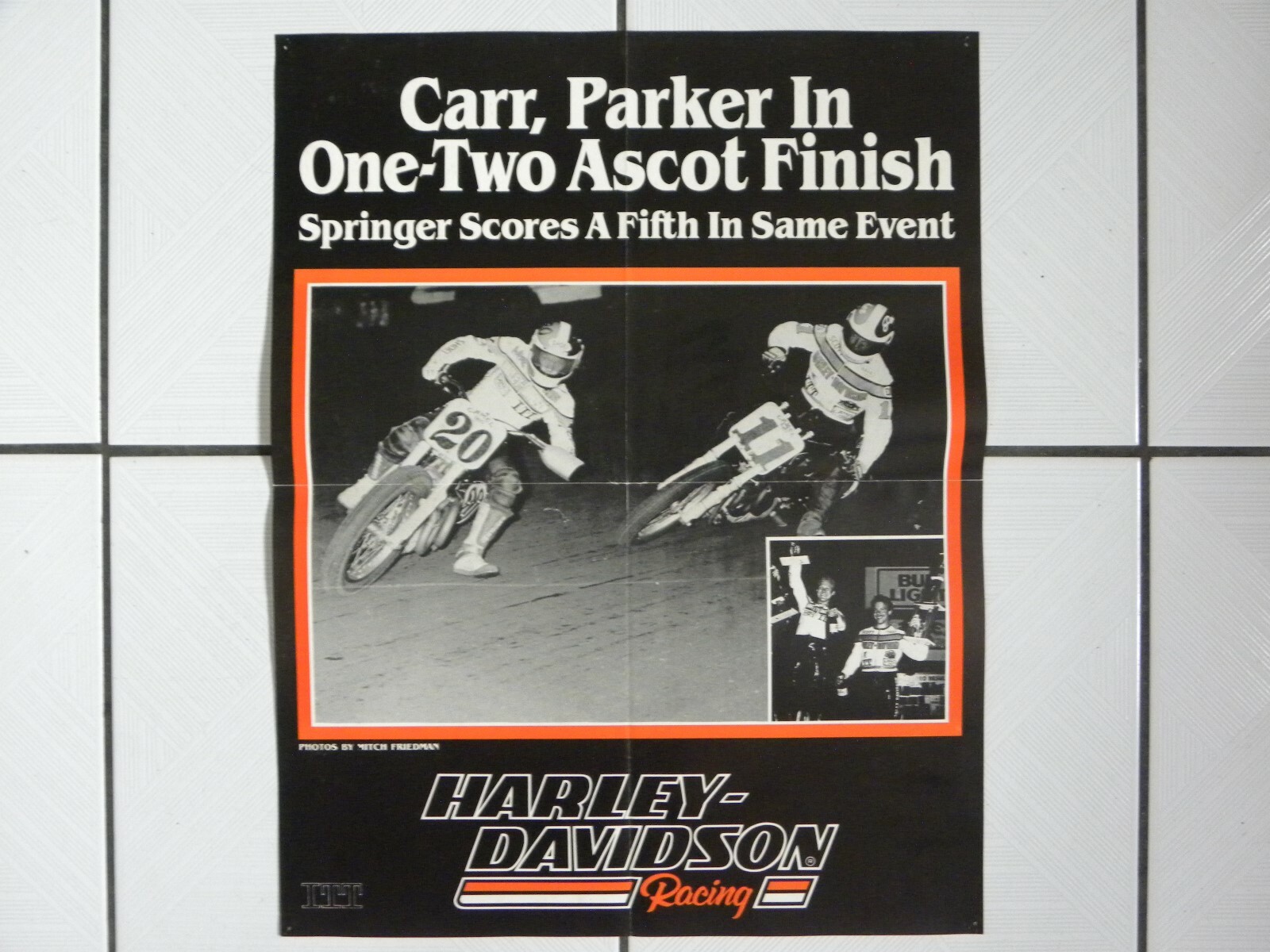 HARLEY XR750 Racing POSTER Chris CARR Scott PARKER 1-2 @ Ascot Free USA ...