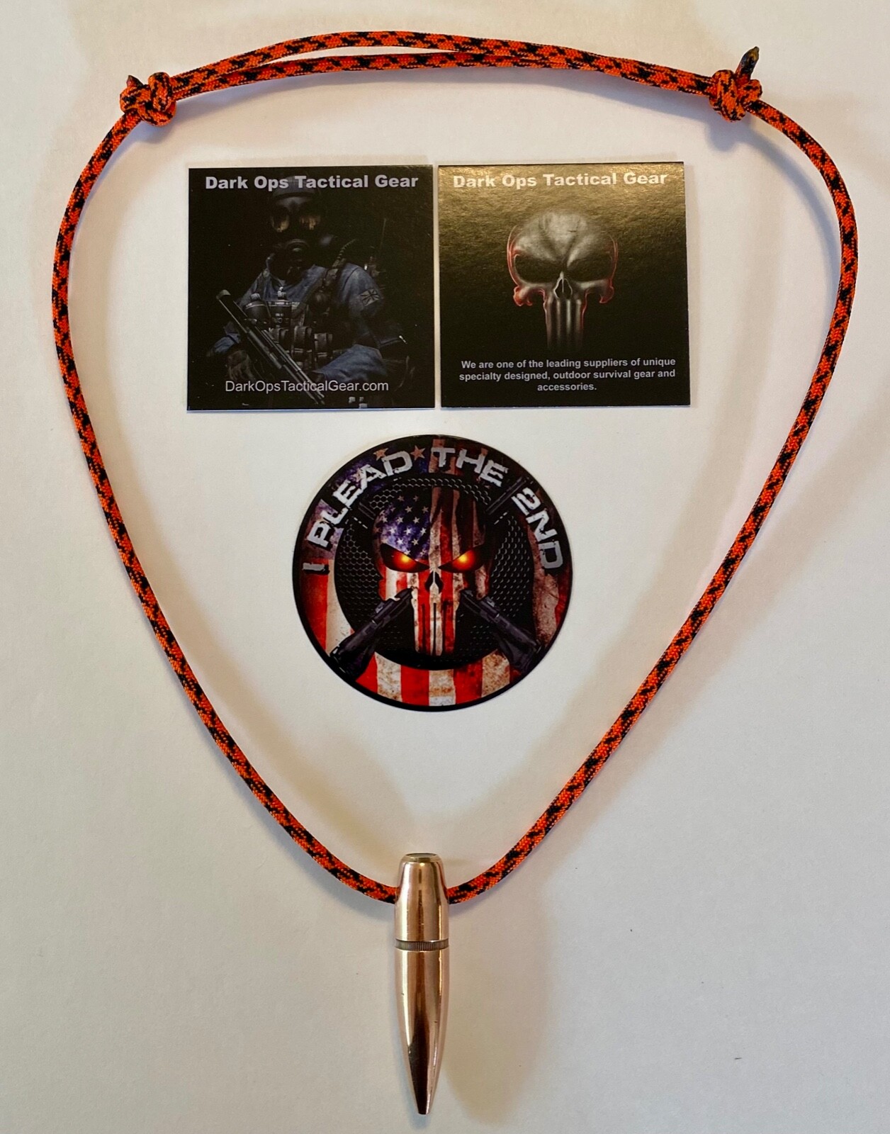 Paracord .50 Cal Sniper HOG TOOTH ...Necklace ...+ 1 Decal ... Orange ...