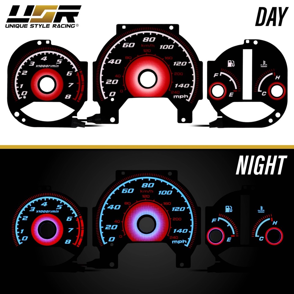 RED Glow Gauge Black Overlay For 98-02 Honda Accord I4/AT Instrument ...