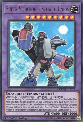 YuGiOh Super-Vehicroid - Stealth Union DUOV-DE078 Ultra Rare Neu 1st ...