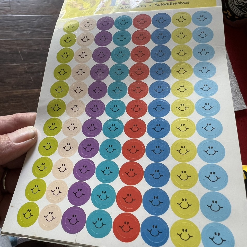 Vintage 80s 90s Mini Smiley Face Stickers Paper Magic Rare Smile Seals ...