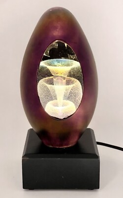 1994 Eickholt Triple Fountain Art Glass Egg Paperweight Dichroic ...