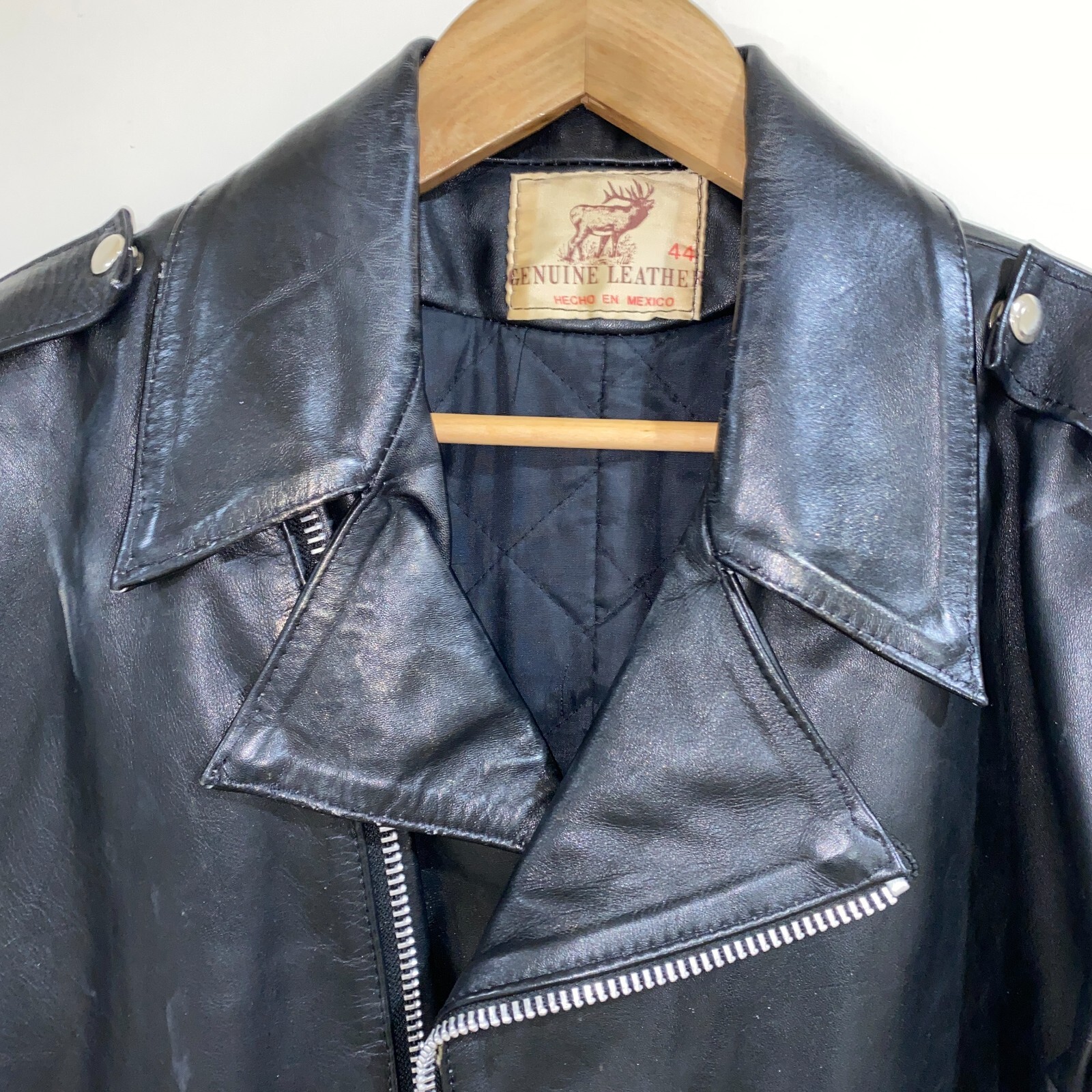 Leather Motorcycle MC Jacket Skull Back Graphic Size … - Gem