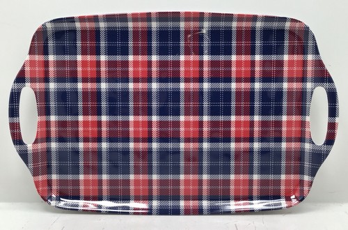 Certified International Tray Red White & Blue Patriotic Plaid ...