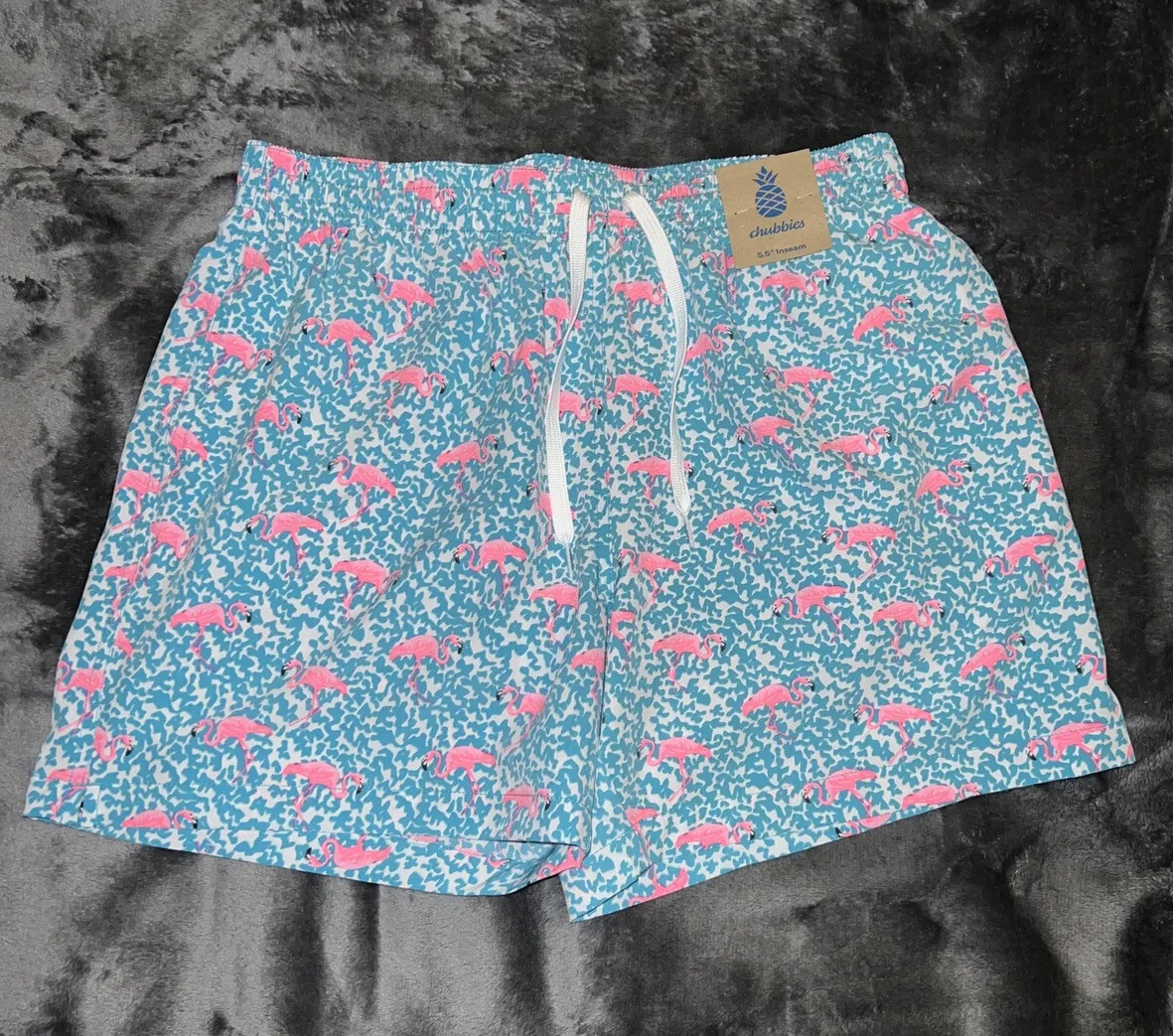 XL chubbies Men's Stretch 5.5" Swim Trunks Domingos Are For Flamingos ...