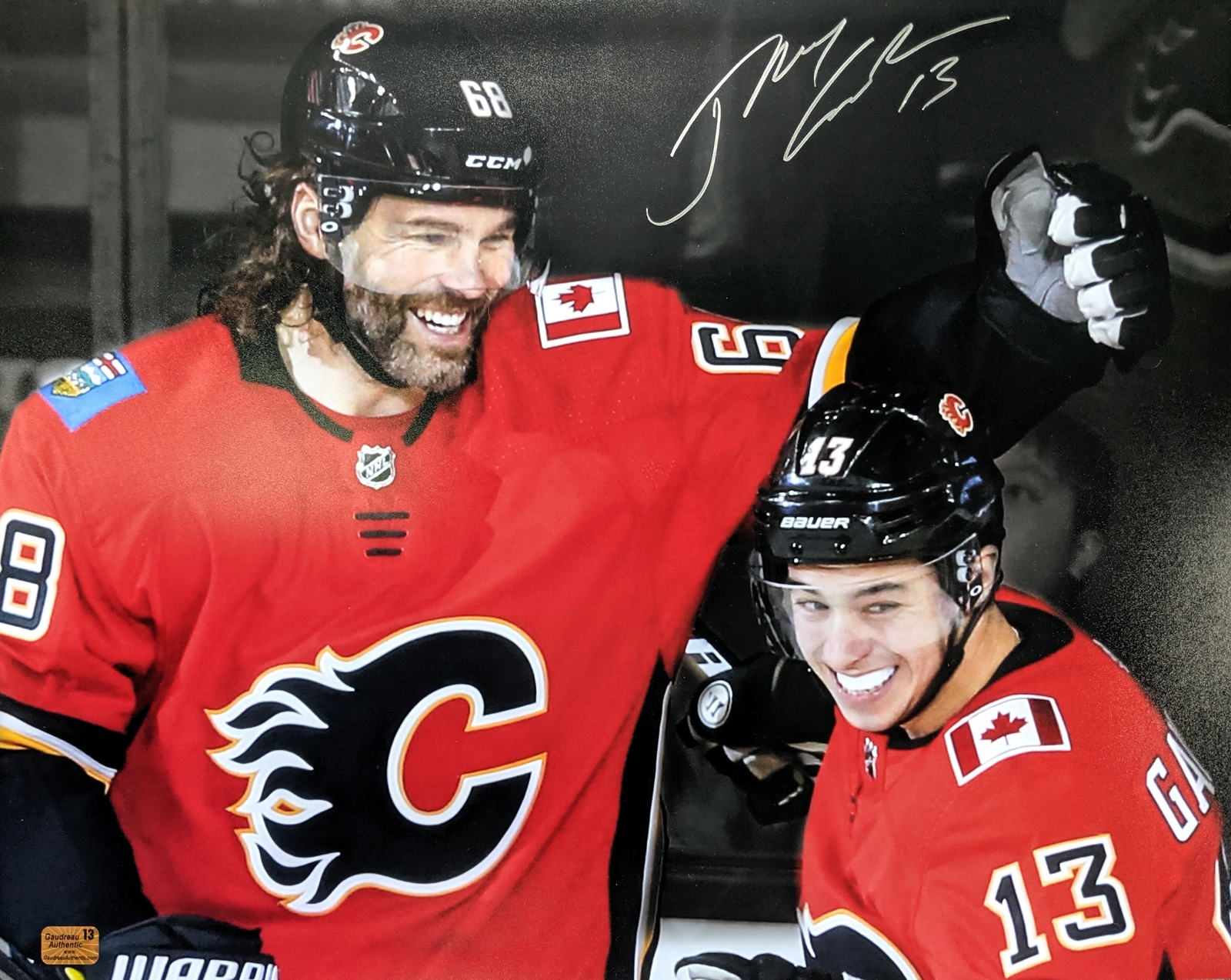 Johnny Gaudreau Calgary Flames Signed Autographed Spotlight With Jagr ...