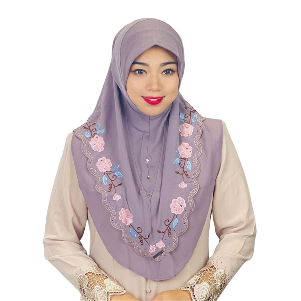 Muslim Instant Hijab Women Prayer Burqa Amira Shawls Embroidery ...