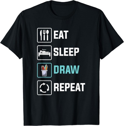 Eat Sleep Draw Repeat Funny Doodling Sketch Drawing Artist Gift Unisex ...