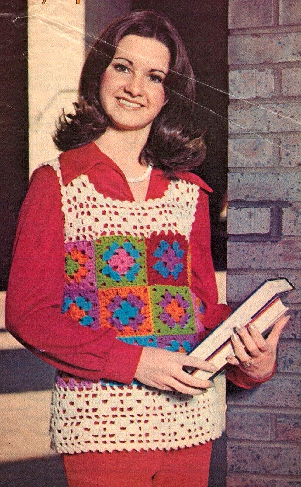 RETRO Granny Squares Filet Top/Crochet Pattern INSTRUCTIONS ONLY | eBay