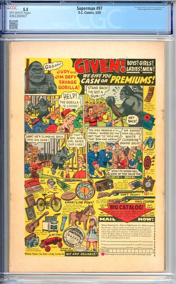 Superman #97 Nice Late Golden Age Superhero Vintage DC Comic 1955 CGC 5 ...