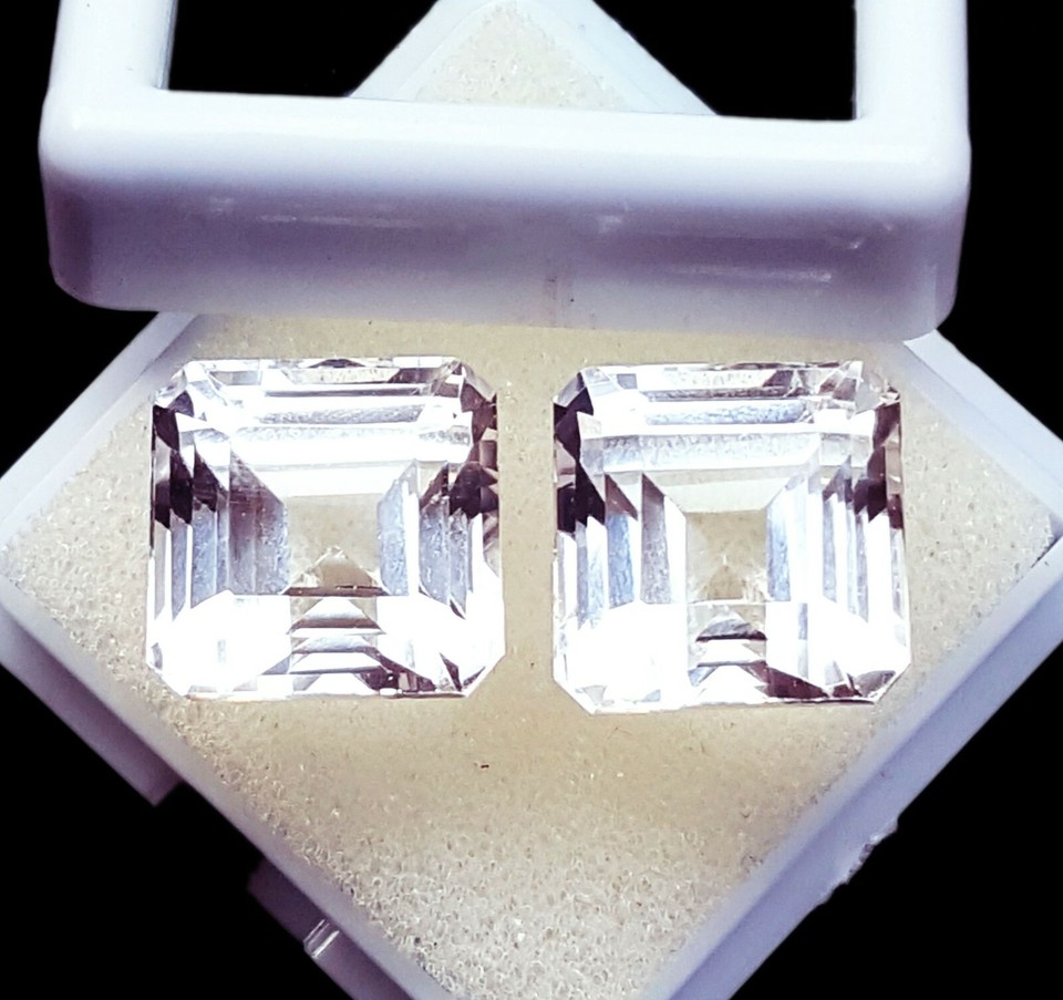 Natural White Sapphire Loose Gemstone Pair 9 to 10 Ct Certified Square ...