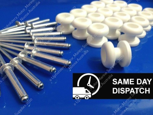 20 PK WHITE ROPE BUNJI BUTTONS - UTE BUNGEE KNOBS, BOAT, BUNGEE WITH ...