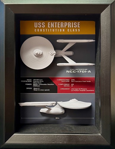 USS Enterprise A Display Shadow Box, Star Trek, 6 x 8, Black *Fan Made ...