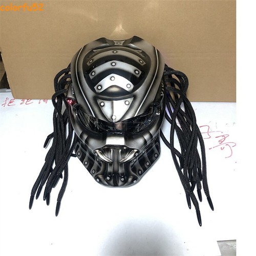 Hand-painted Predator FRP Motorcycle Helmet Full Face Mask Laser Light ...