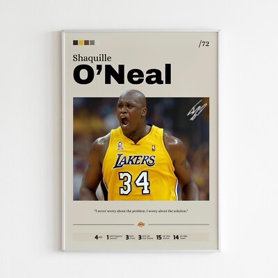 Shaquille O'Neal poster, L.A. Lakers art, Basketball print, O'Neal ...