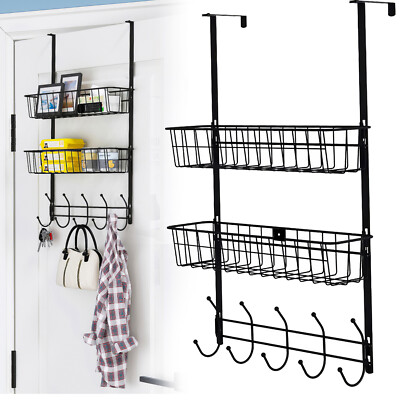 2-Tier Over The Door Organizer Hanger Hook Door Storage Rack Shelf ...