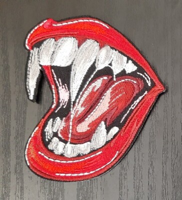 Vampire Fangs Lips 💋 sew or Iron On Patch, fantasy horror cloth Vest Applique | eBay UK