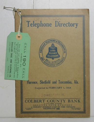 February 1918 Florence/Sheffield/Tuscumbia Alabama telephone directory ...