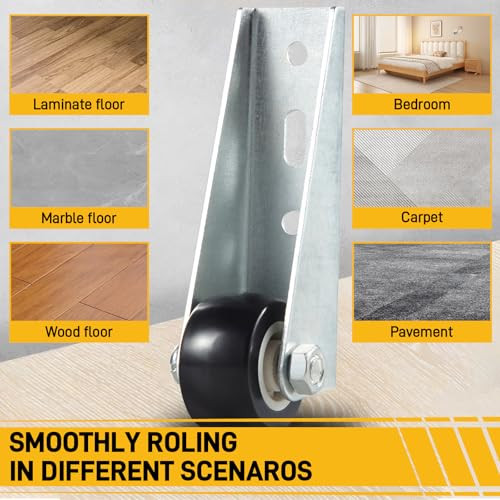 0.9-inch 2PCS Quiet Rubber Caster Wheels, Rolling Casters with Vertical ...