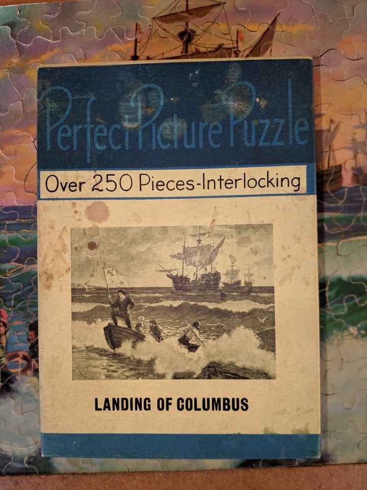 Vintage Jigsaw Perfect Picture Puzzle Landing of Columbus 250 14x11 ...