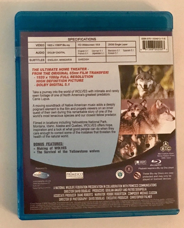 IMAX - Wolves Blu-ray 2008 Yellowstone Wildlife Native Robbie Robertson ...