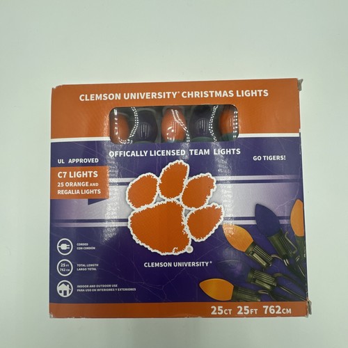 Clemson Tigers LED String Lights - 25 LED Bulbs - Purple Orange - Man ...