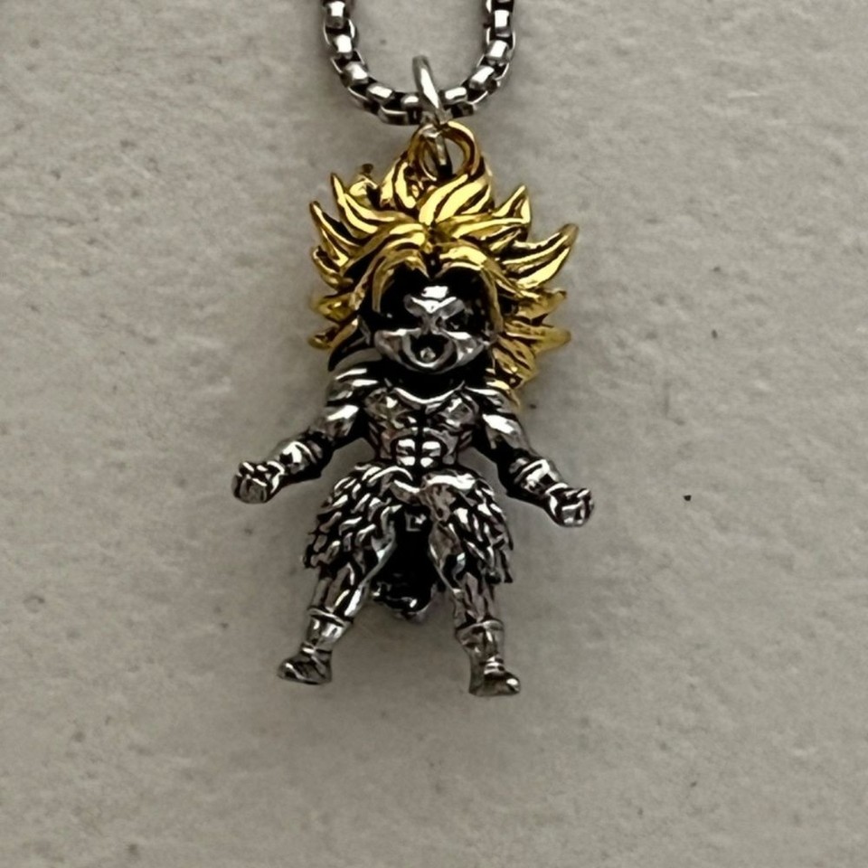 Dragonball Kid Goku Charm Pendant Necklace Vegeta Blond Hair Silver Box ...