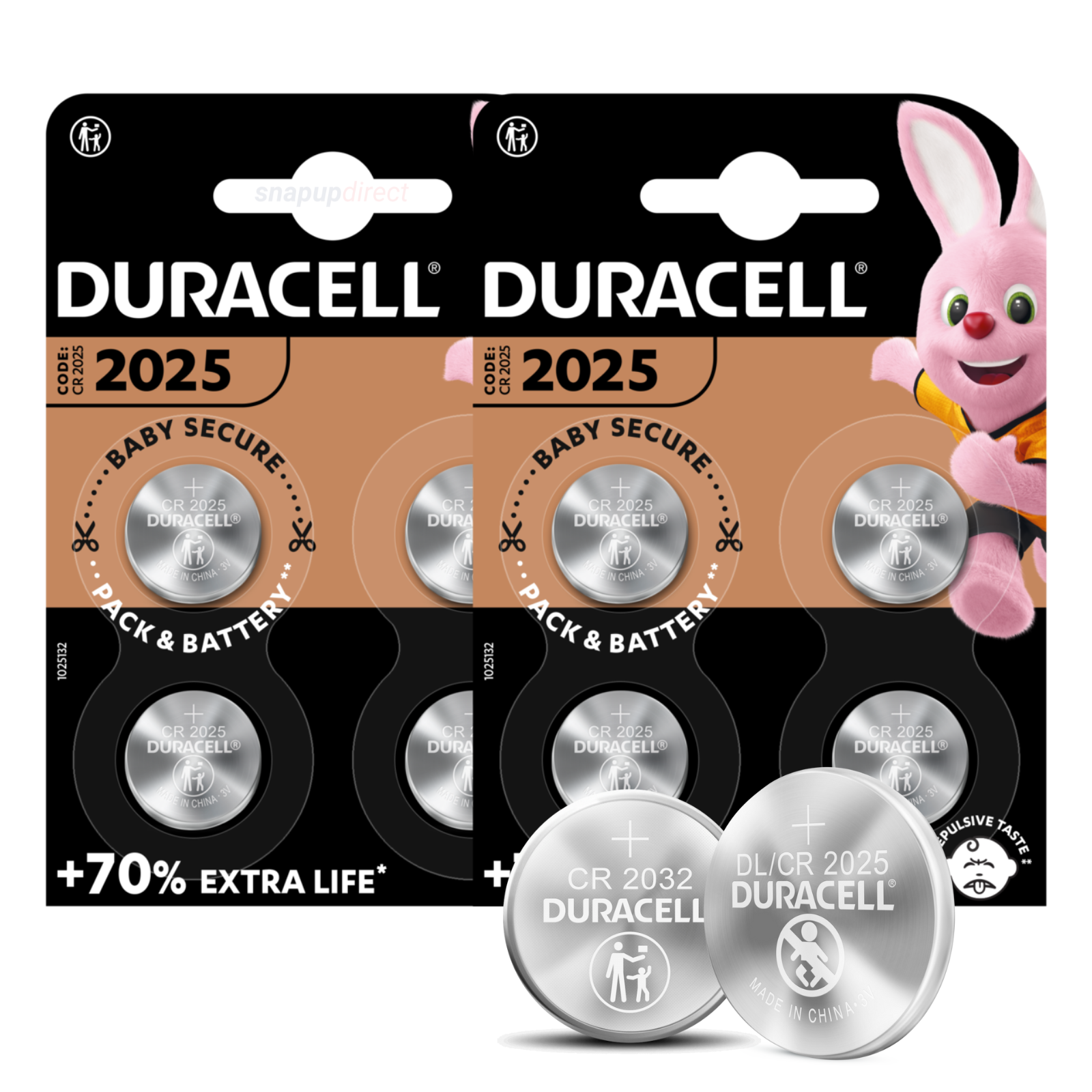 Duracell CR2025 3V Lithium Coin Cell Battery 2025 DL2025 BR2025 70% ...