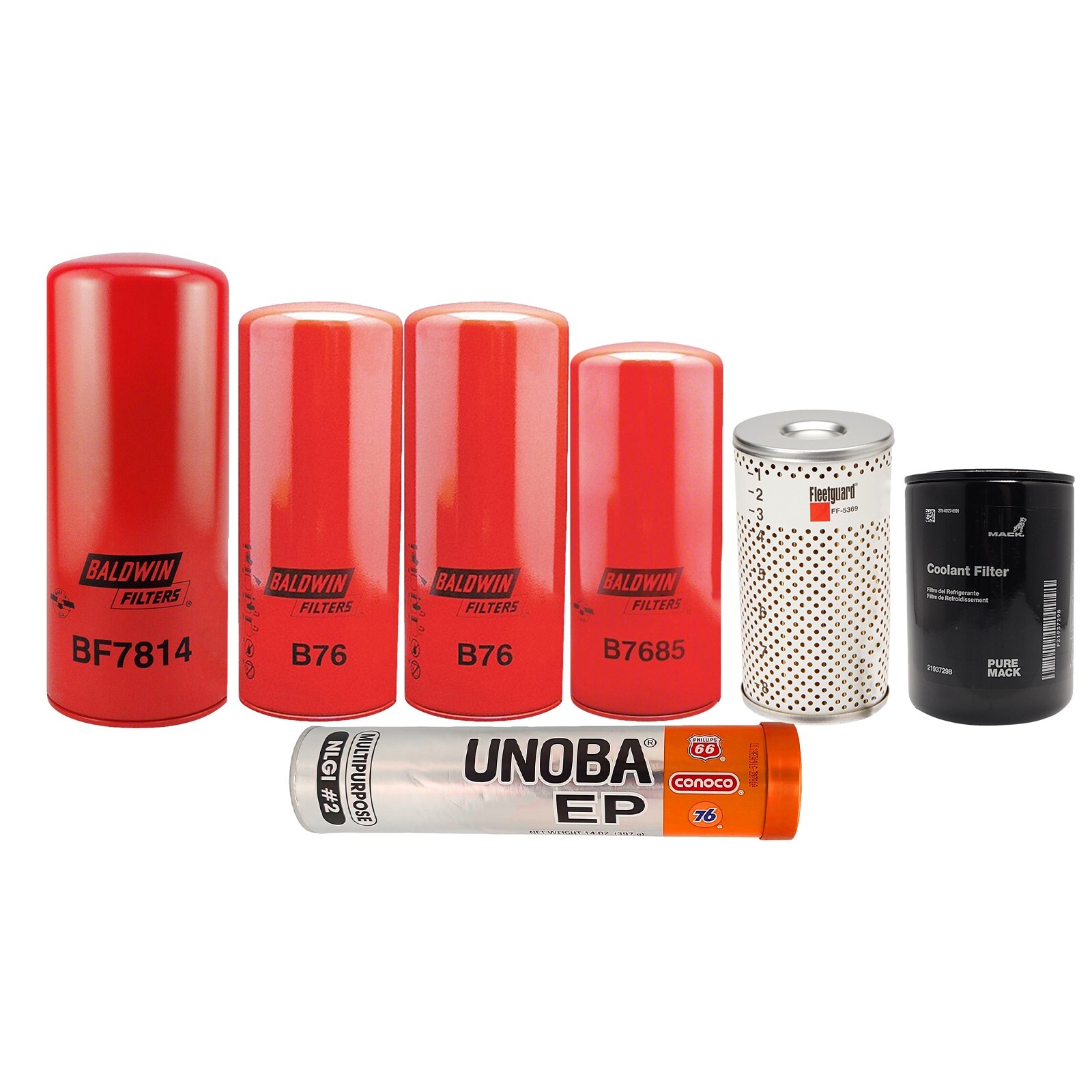 VOLVO OIL CHANGE KIT B76, BF7814, B7685, FF-5369, 21937298, FREE GREASE ...