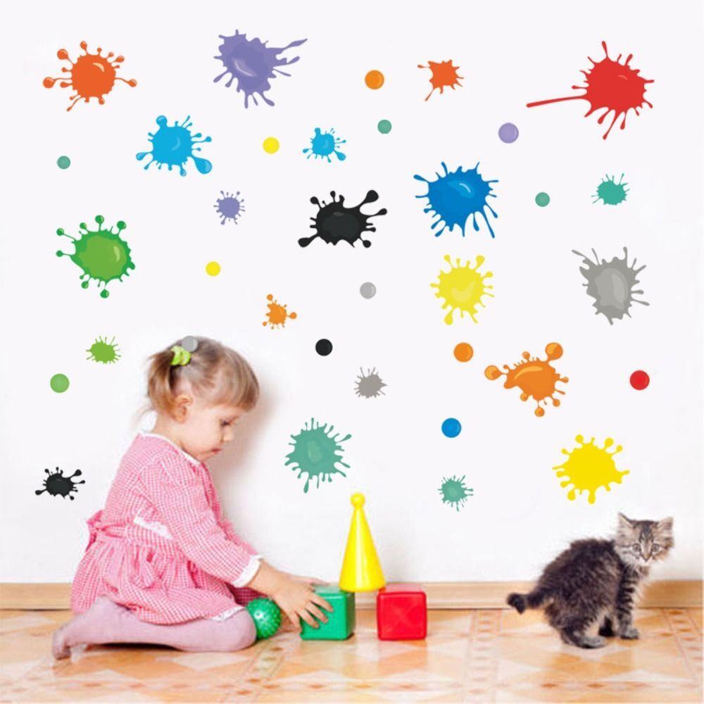 Multicolor Paint Decal PVC Wall Sticker for Art Room Classroom ...