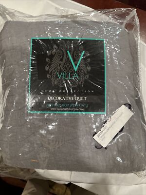 Villa Home Collection Queen Quilt Linen Queen Cressida Gray Shell 100% ...