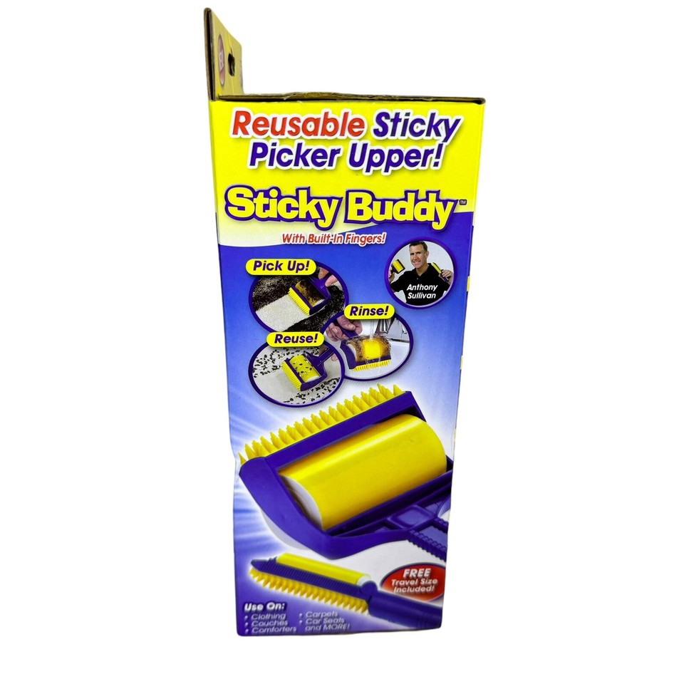 Sticky Buddy Reusable Picker Upper Lint Roller Pet Hair Remover Brush ...
