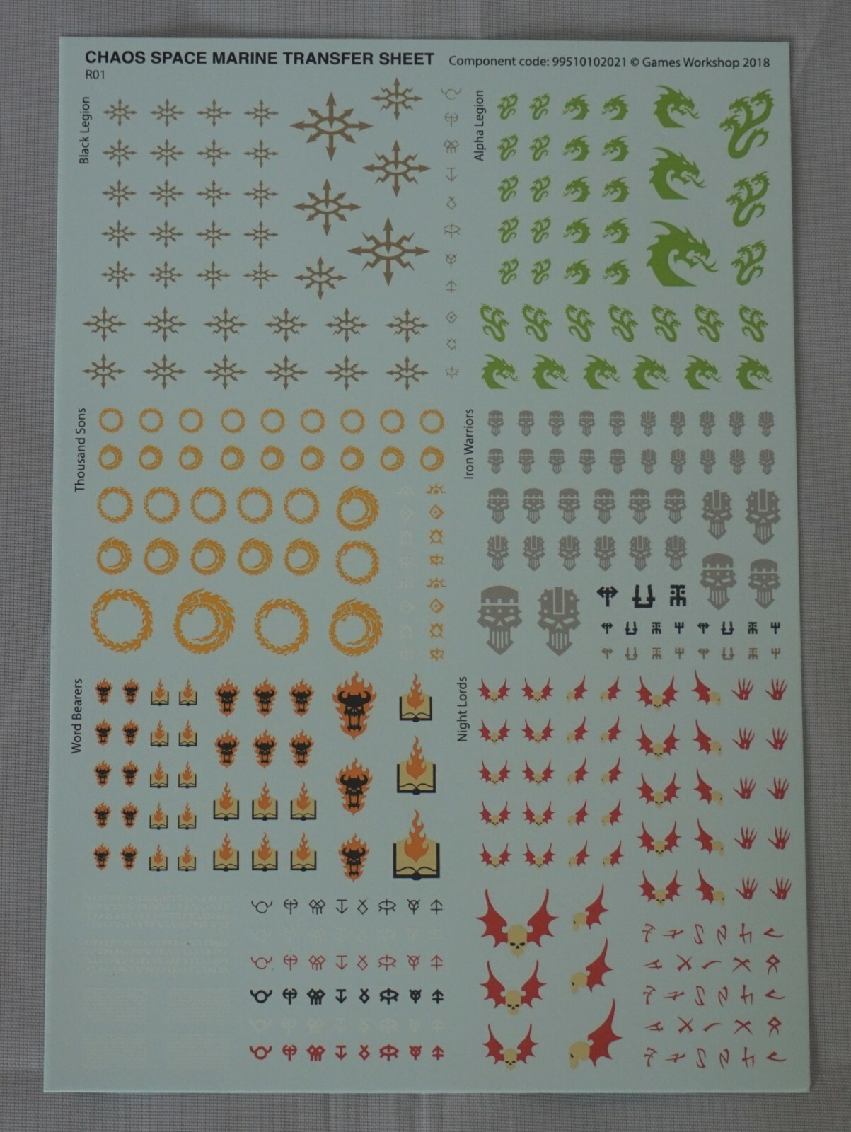 Warhammer 40k & Age of Sigmar Transfer Sheets Chaos, Space Marine and ...