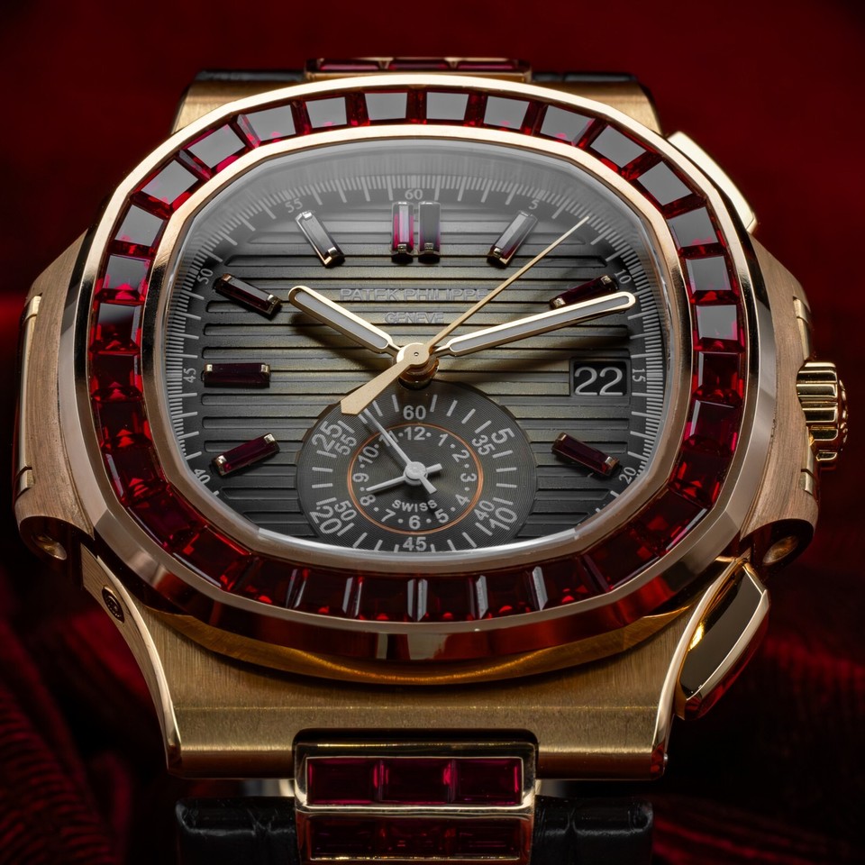 Patek Philippe Nautilus Rose Gold Brown Dial Ruby 5980/12R Rare ...