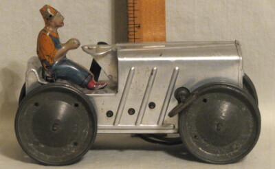RARE VINTAGE LOUIS MARX WIND-UP ALUMINUM and TIN TRACTOR with LITHO ...