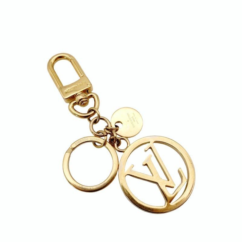 LOUIS VUITTON Key Chain Gold LV Logo Key Charm Key Holder | eBay